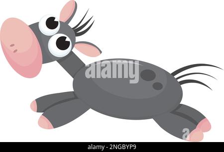 A jumping gray cartoon donkey vector illustration Stock Vector Image ...