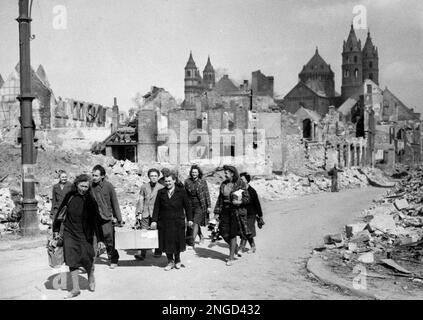 WORLD WAR II: WORMS, 1945. /nTwo American soldiers watch for German ...