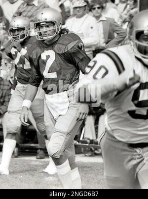 Notre Dame quarterback Tom Clements (2) gets dumped again by Nebraska’s ...