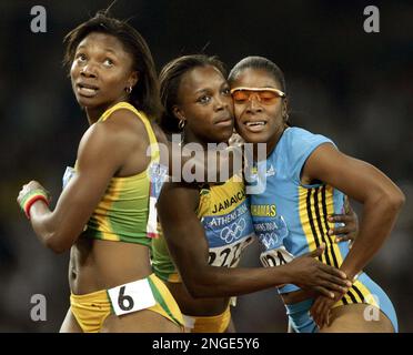 Jamaica's Aleen Bailey (l) and Veronica Campbell (c) celebrate ...