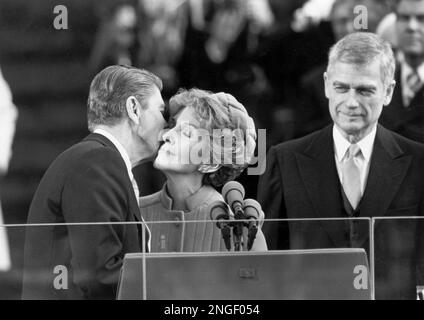 President Reagan being sworn in on Inaugural Day 1981 Stock Photo - Alamy