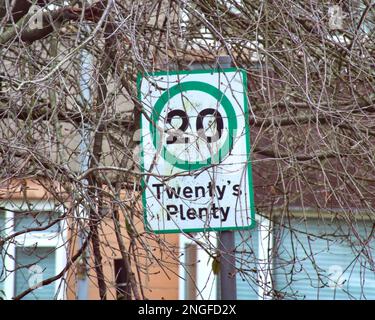 Twenty is plenty, twenty's plenty speed limit road sign as seen all ...
