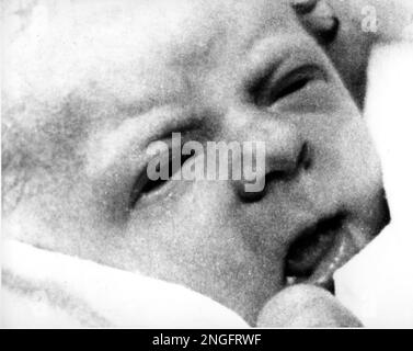 Louise Brown, the world's first test tube baby, holds the incubator jar ...