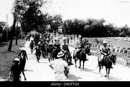 Japanese troops at Haiphong, French Indochina, World War II, 1940 ...