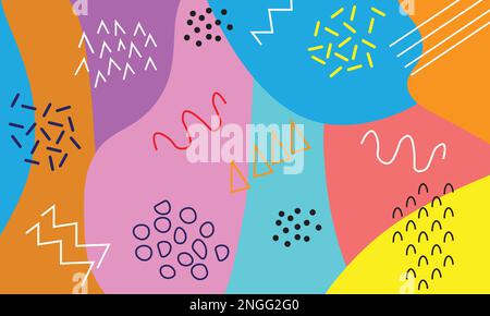 Creative doodle art header with different shapes and textures Stock ...