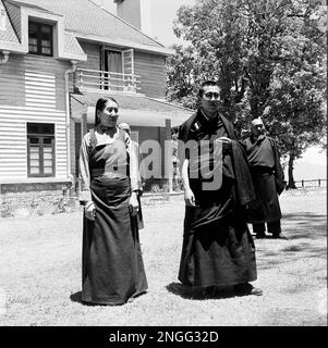 The mother of the 14th Dalai Lama on their arrival in Mussoorie, India ...