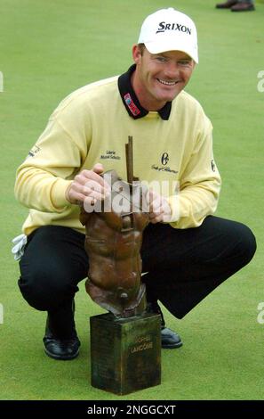 Alex Cejka poses with the trophy after winning the 2023 Senior Open ...