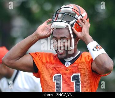 Cincinnati Bengals quarterback Akili Smith (11) sets to throw a pass as ...