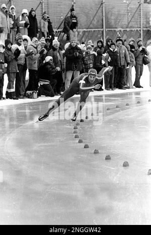 Eric Heiden, of Madison, Wis. in action during the 10,000 meter speed ...