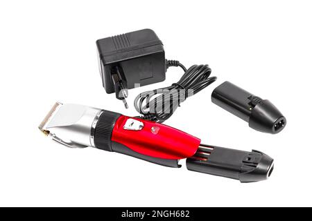 Hair clipper, two replaceable batteries on a white background Stock ...