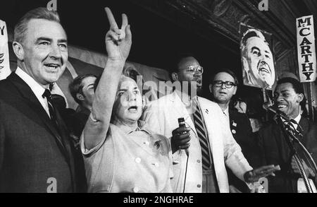 Sen. Eugene McCarthy, left, and his wife, Abigail, celebrate McCarthy's ...