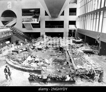 The wreckage of two catwalks is scattered through the lobby of the ...