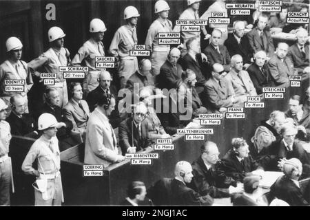 Defendants front row: Hermann Goering, Rudolf Hess, Joachim Von ...