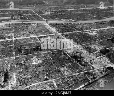 Aerial view of Hiroshima Japan after atomic bombing 1945 Stock Photo ...