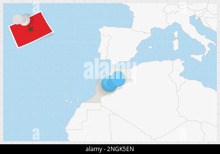 Morocco Flag Map. Map of the Kingdom of Morocco with the Moroccan ...