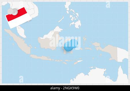 Indonesia flag location map pin icon on white background. Vector ...