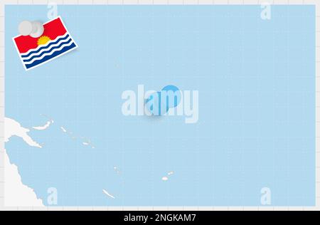 Travel to Kiribati concept, map with pin on map of Kiribati. Vacation ...