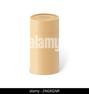 Craft cylinder set. Front view of natural paper tube and kraft paper ...