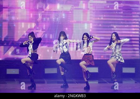 K-Pop girl group aespa perform on stage during the “Good Morning ...