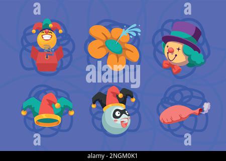 fools day celebration six icons Stock Vector Image & Art - Alamy