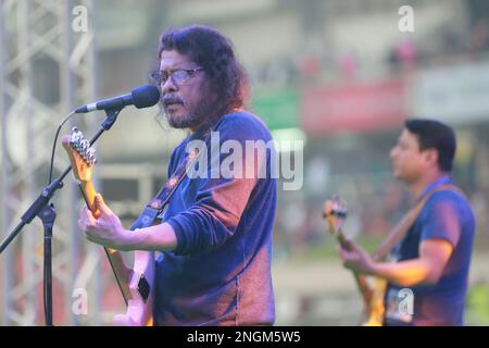 An electric atmosphere greeted band Nagar Baul, led by James performing at the Sher-e-Bangla ...