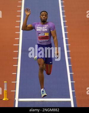 Reynold Banigo in action in the Men's Long Jump Final during day one of ...