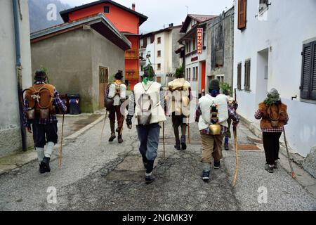 Timau village, Carnic Alps, Italy. February 18th 2023. Timau is a ...