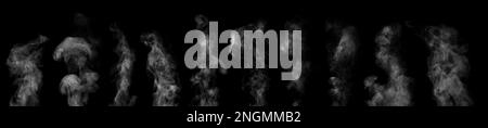 White steam columns rising on black background, collage Stock Photo - Alamy