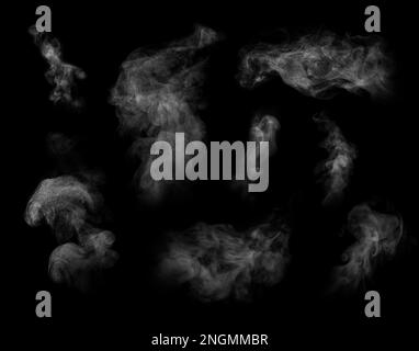 White steam columns rising on black background, collage Stock Photo - Alamy