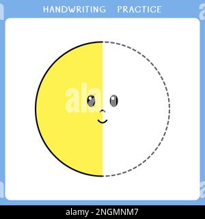 Handwriting practice worksheet. Simple educational game for kids. Cute ...