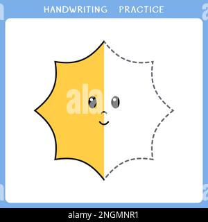 Handwriting practice worksheet. Simple educational game for kids. Cute ...