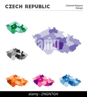 boundary map of czech republic with borders in bright gray Stock Vector ...