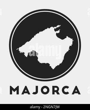 Majorca Badge. Round logo of island with triangular mesh map and radial ...