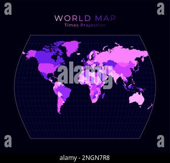 Vector world map. John Muir's Times projection. Plain world ...