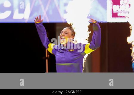 February 17, 2023: LSU's Chase Brock leaps off the vault during NCAA ...