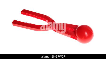 Red plastic snowball maker isolated on white Stock Photo - Alamy