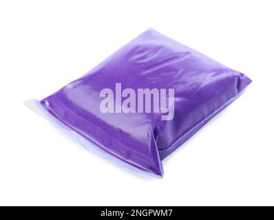 Package of purple play dough isolated on white Stock Photo - Alamy