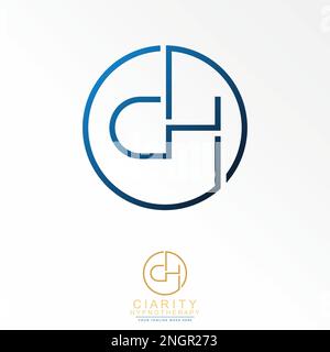 letter or word CH or HC latin sans serif line font in circle image ...