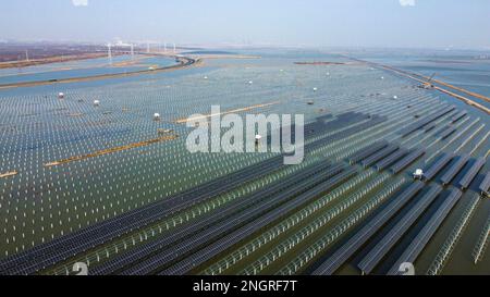 Aerial photo shows the photovoltaic power station in Haiyuan County ...