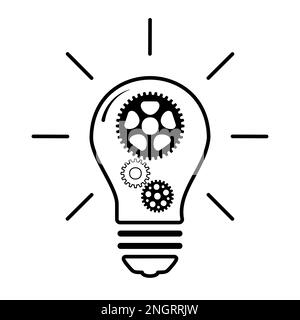Light bulb and cog inside icon vector innovation concept for graphic design, logo, web site ...