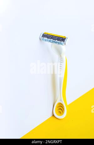 Used disposable razor for safe shaving. Female razor for daily personal ...