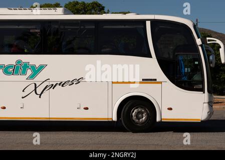 Ashton, Western Carpe, South Africa. 2023. Long distance bus departing ...