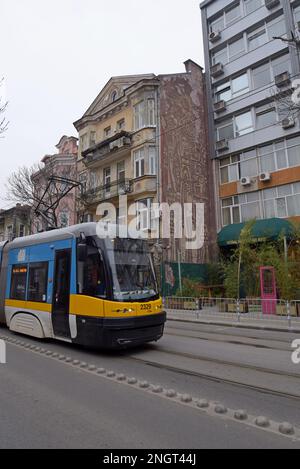 Pesa Swing tram on the streets of Sofia city, Bulgaria Stock Photo - Alamy