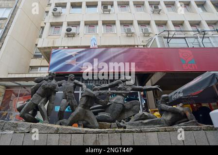 Communist era monument to partisans outside the Headquarters offices of ...