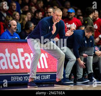 BYU head coach Mark Pope shouts to his team during the first half of an ...