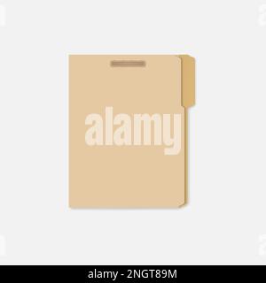 Closed file folder with cut tab and interior fastener to keep paper ...