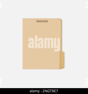 Closed file folder with cut tab and interior fastener to keep paper ...
