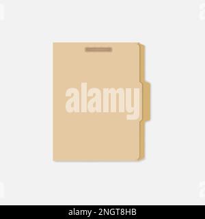 Closed file folder with cut tab and interior fastener to keep paper ...