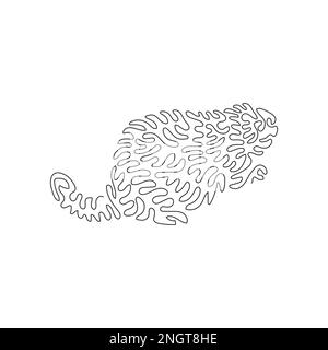 Single one line drawing of biting attacks tasmania devil abstract art ...