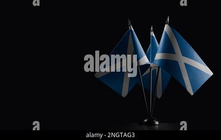 Small national flags of the Scotland on a black background Stock Photo ...